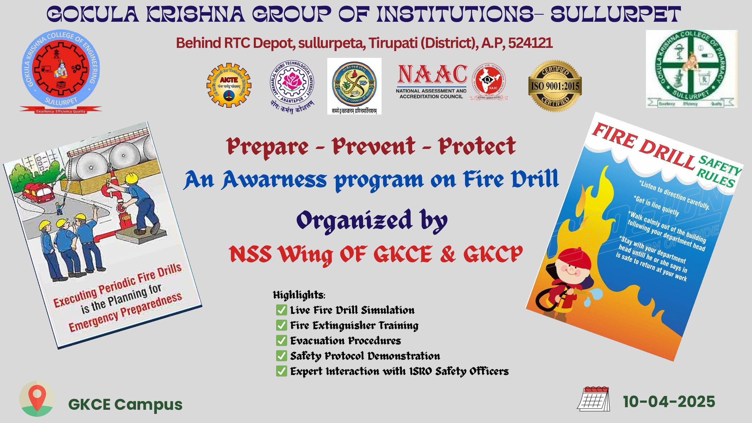 Awareness Program on Fire Drill | Gokula Krishna College of Engineering
